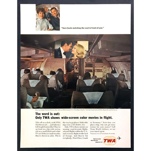 Art | 1965 Tony Curtis Debbie Reynolds Movie Photo Twa Starstream Jet ...
